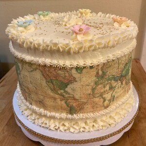 Vintage World Map Edible Cake Wrap or Pinwheel and Congrats | Etsy