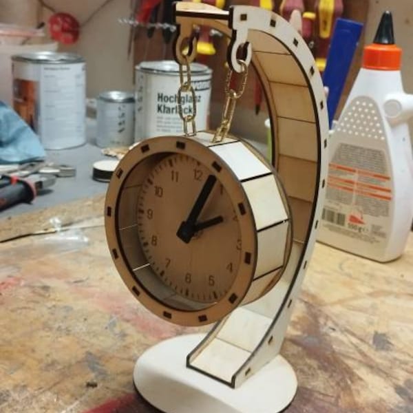 Laser Cut Tabletop Clock, Pendulum Clock, Desk Clock, Svg, Dxf, Pdf, Ai, Laser Cut File, Cnc Cut ...