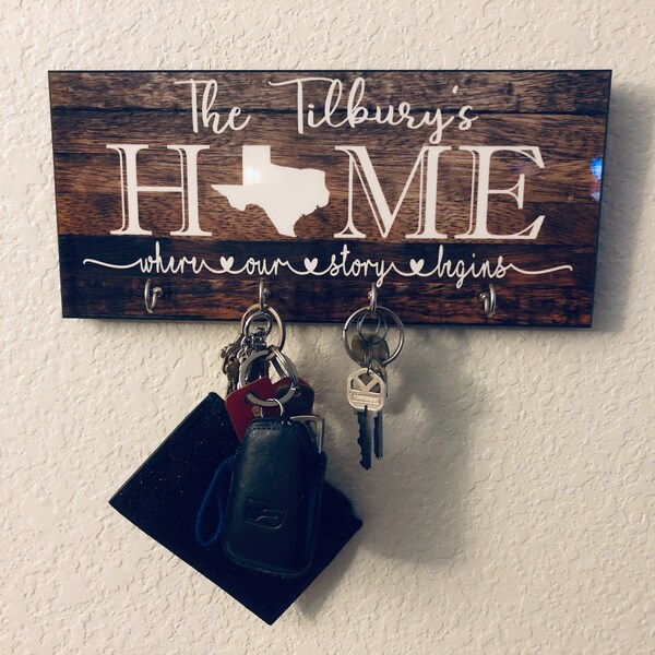 Personalized Key Ring Holder, Where Our Story Begins Family Key Holder ...