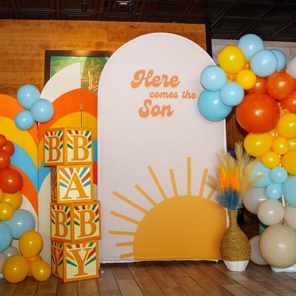 Daisy Groovy Birthday Arch Backdrop Double-sided Cover Custom Pink Baby ...