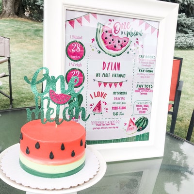 Watermelon Milestone Poster-self Edit W Corjl Watermelon Birthday ...
