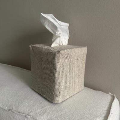 Linen Tissue Box Cover 100% Woven Linen With Cotton Muslin Lining ...