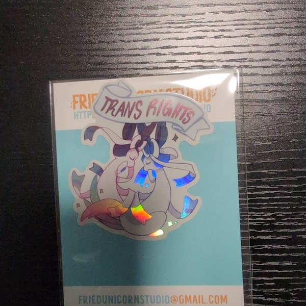 Trans Rights Pokemon Sylveon Eevee Evolution Holographic 3 Inch Vinyl ...