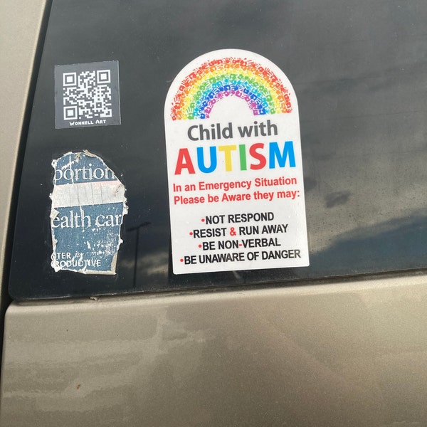 Child With Autism Sticker Door Wall Window Emergency 911 Safety Alert ...