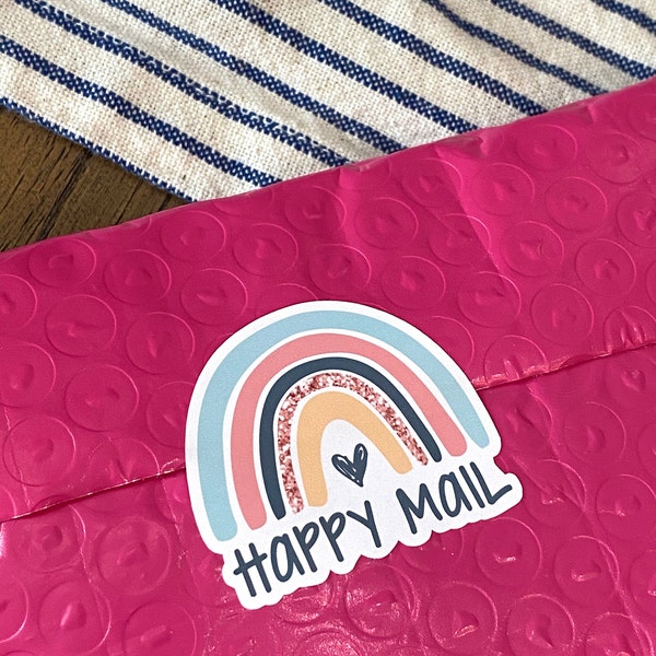 Happy Mail Rainbow Stickers, Thank You for Shopping Small, Supporting ...