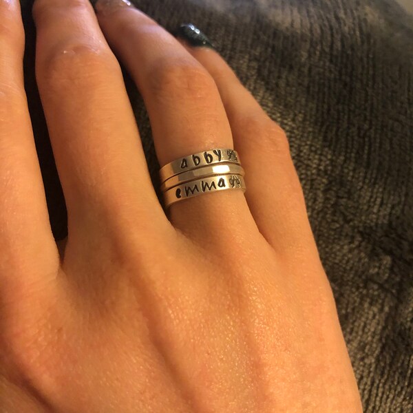 Personalized Dog Name Ring in Sterling Silver, Paw Print Ring, Pet ...