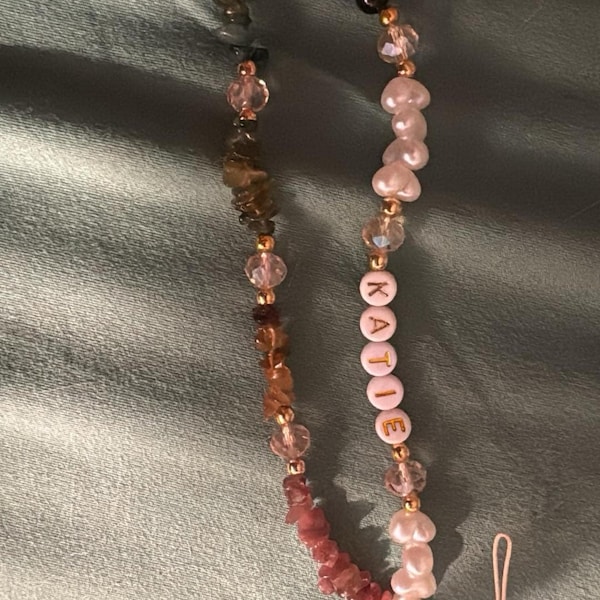 Aquamarine Phone Strap,healing Crystal Phone Chain,pearl Beaded Phone ...