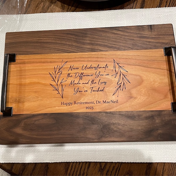 Personalized Retirement Serving Tray: Engraved Wood, Farewell Gift - Etsy