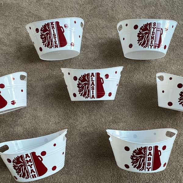 Personalized Gift Basket for Cheer Leader Bucket Senior Night Cheer Pom ...