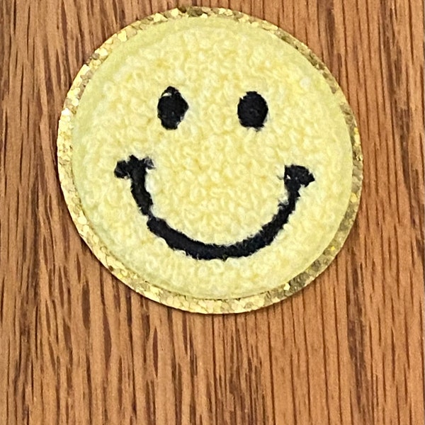 Chenille Smiley Face Iron on Patch - Etsy