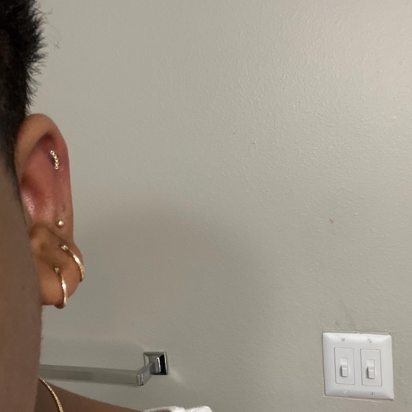 14k Solid Gold Dollar Sign Cartilage Earrings Money Stud Earrings ...