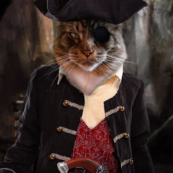 Custom Pet Pirate Portrait . Custom Pirate Portrait for Pet . Printable ...