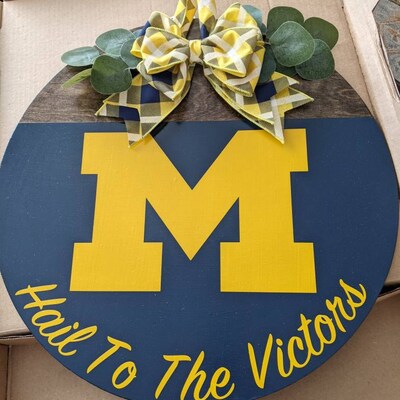 University of Michigan, U of M Decor, Michigan Door Hanger, Michigan ...