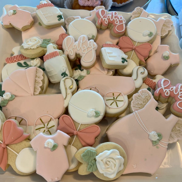 Baby Shower Cookies Baby in Bloom Cookies Decorated Sugar Cookies Gift ...