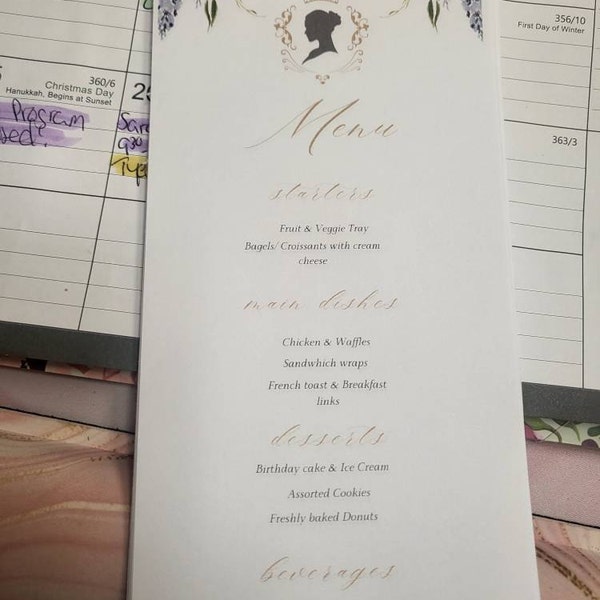 Printable Dinner Menu Card Template Victorian Floral Menu Bridal Shower ...