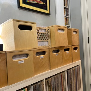 45 RPM 21 1/2 Deep Vinyl Record Storage and Display Crate Natural ...