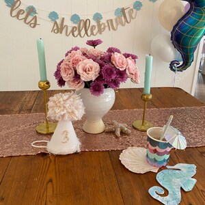 Shell Garland Glitter Shell Banner Mermaid Themed Party - Etsy