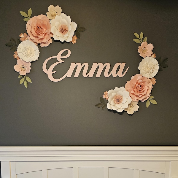 Pink & Rose Gold Paper Flower Set: Nursery Wall Decor - Etsy
