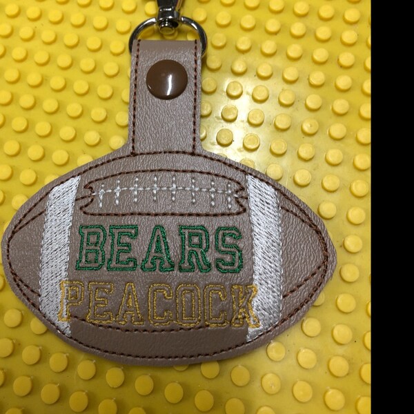 Bears Football - in the Hoop - Snap/rivet Key Fob - DIGITAL Embroidery ...