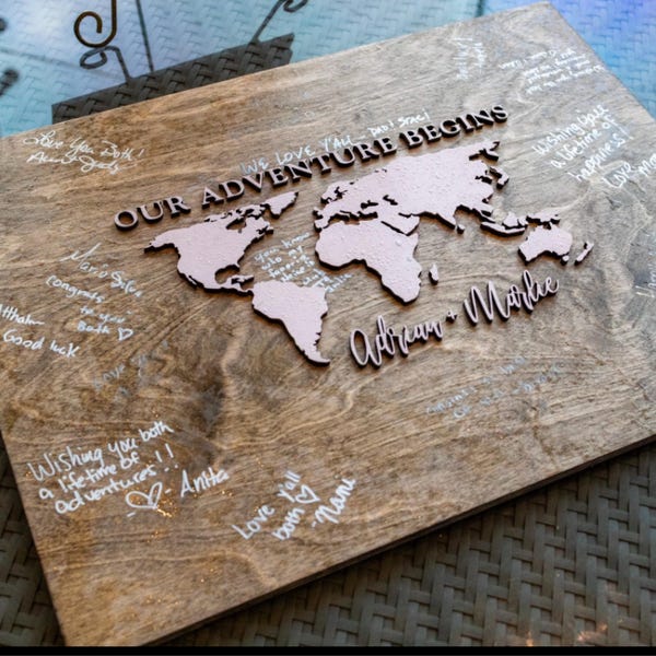 3D World Map Wedding Guest Book Alternative, Our Adventure Awaits ...