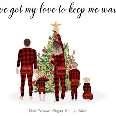 Personalized Christmas Family Portrait, Custom Holiday Gift, Christmas ...