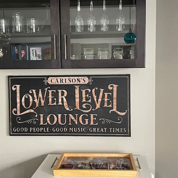 Personalized Custom Lower Level Lounge Sign Modern Farmhouse Wall Decor ...