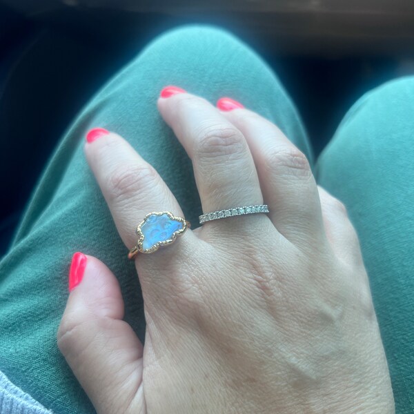 Moonstone Cloud Ring, Cloud Smiling Face Ring, Cloud Stone Ring, Copper ...