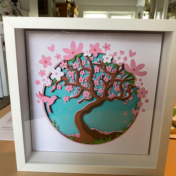 3D Cherry Blossom Shadow Box, Spring Shadow Box, Japanese Cherry Tree ...