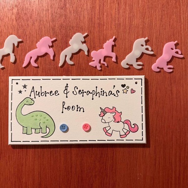 Personalised Twins Door Sign: Rocket Rainbow Sibling Decor - Etsy