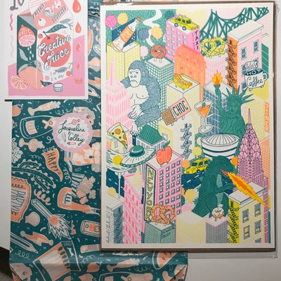 A4 New York City Risograph Print - Etsy