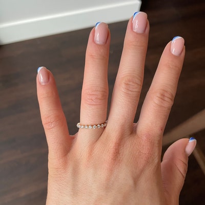 Bubble Prong Full Eternity 2.00 MM Round Cut Colorless Moissanite ...