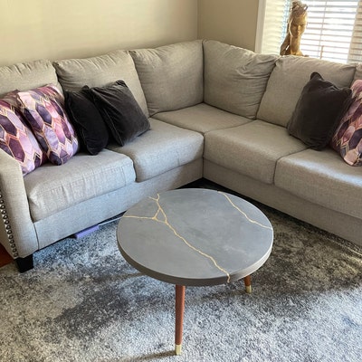 Concrete Kintsugi Round Coffee Table - Etsy