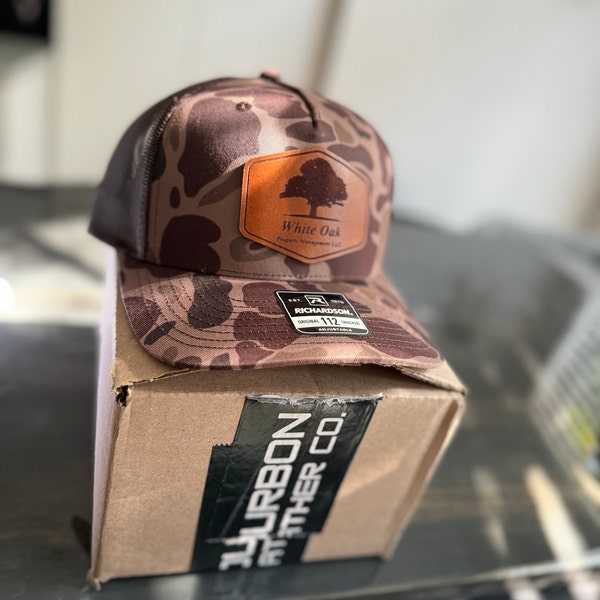 Richardson 112 PFP Custom Leather Patch Hat, Duck Camo, Printed Five ...