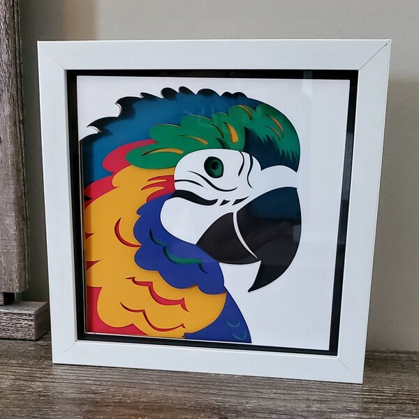 Parrot Shadow Box SVG for Cricut, Silhouette, Bird 3d Layered Mandala ...