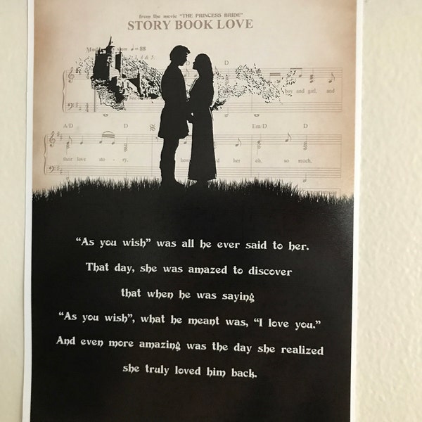 The Princess Bride Art Print Westley and Buttercup "as You Wish" Quote ...
