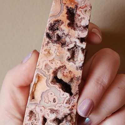 Pink Banded Calcite Tower, Twr262, Pink and Green Banded Calcite Point ...