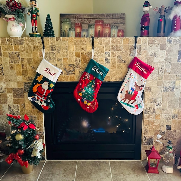 Personalized Christmas Stockings Luxury Velvet Stocking Embroidered ...