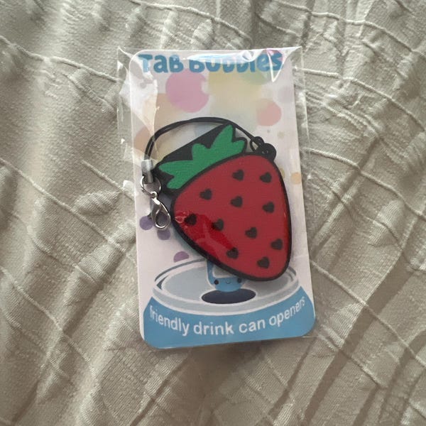 Strawberry Love Tab Buddy Soda Can Opener - Cute Fruit Keychain Gift ...