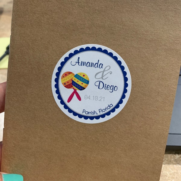 Maracas Personalized Wedding Favor Stickers, Thank You Wedding Stickers ...