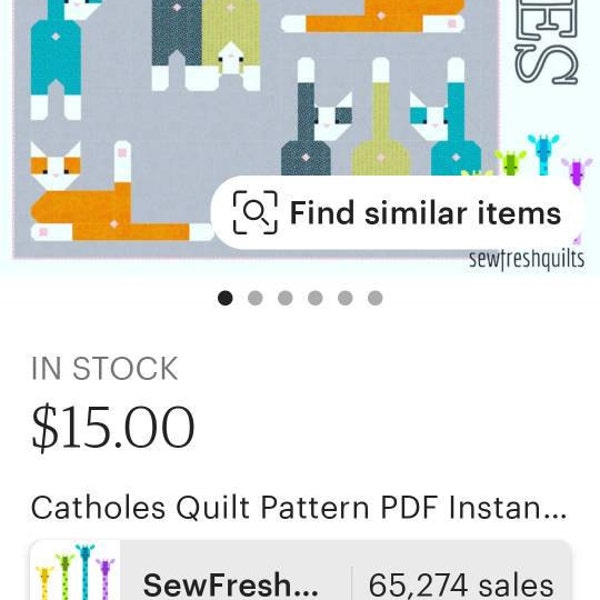 Catholes Quilt Pattern PDF Instant Download Modern Patchwork ...