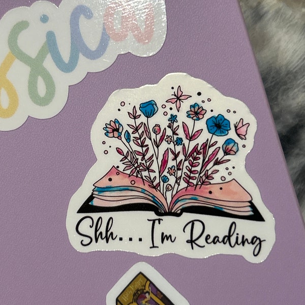 Shh...i'm Reading Sticker, Literary Sticker, Book Lover Decal, Laptop ...