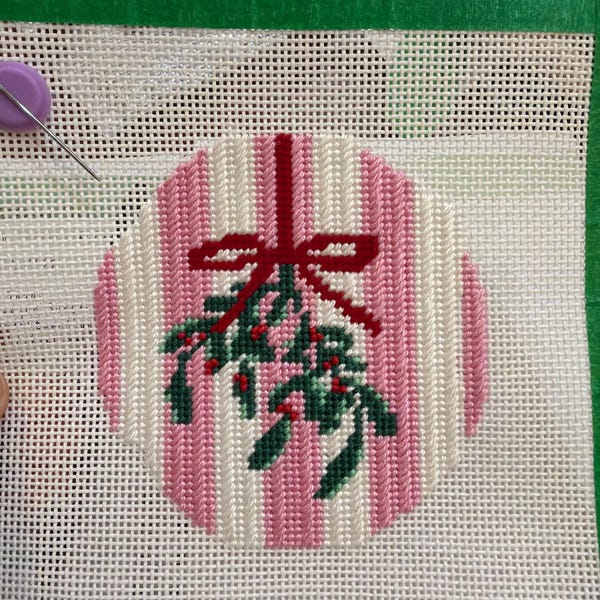 Hand Painted Mistletoe Needlepoint Canvas - Etsy