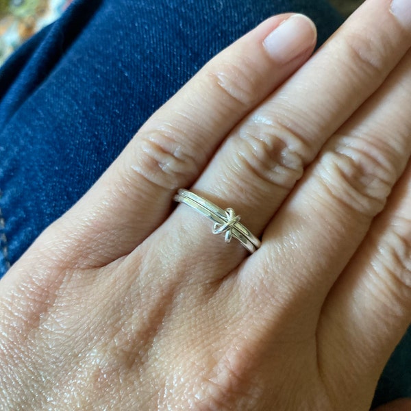 Sterling Silver Double Fidget Ring, Double Band Spinner Ring, Anxiety ...