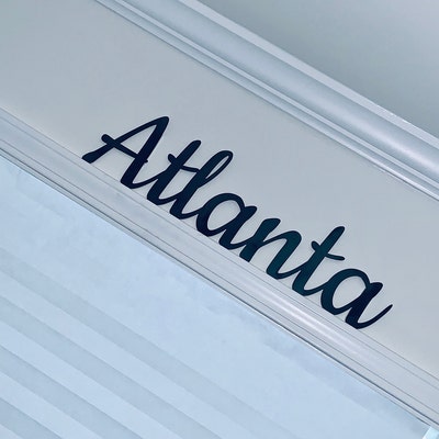 23 Atlanta Rustic Raw Steel Cursive Word Sign Georgia GA ATL City Metal ...