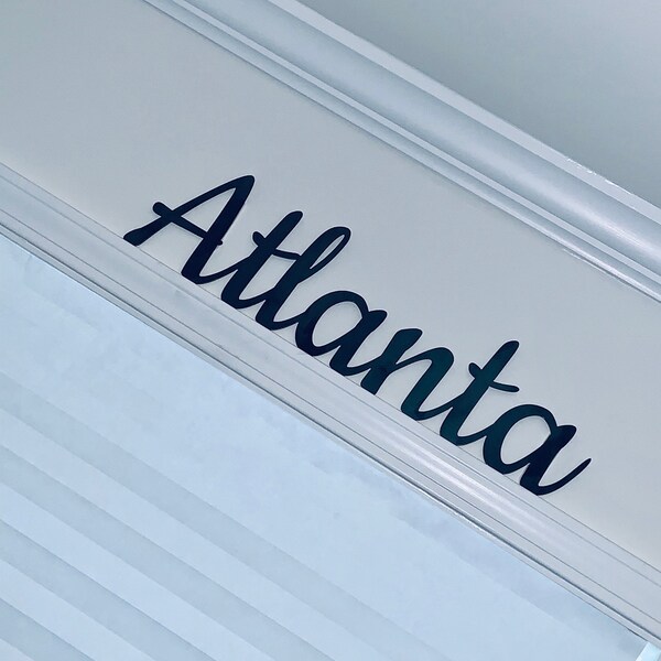 23" Atlanta Rustic Raw Steel Cursive Word Sign Georgia GA ATL City ...