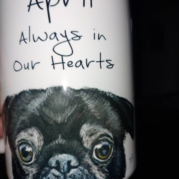 Personalized Black Pug Mug: Custom Text Stoneware Coffee Mug - Etsy