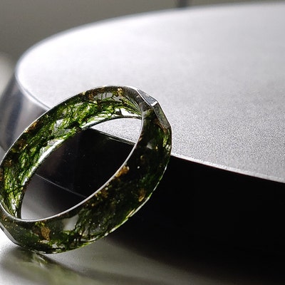Real Moss Ring, Nature Ring, Gold Moss Ring, Green Resin Ring, Fairy ...