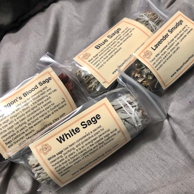 HOME CLEANSING Smudge Kit White Sage Blue Sage, Lavender, Black ...