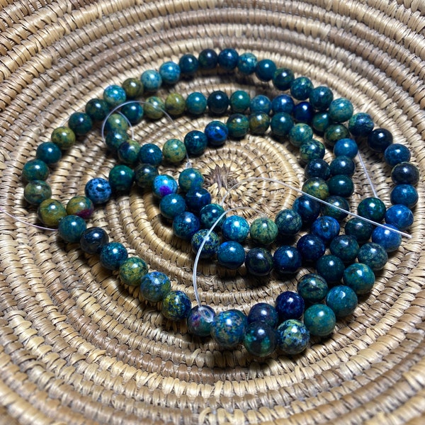 8mm Multicolor Chrysocolla Quantum Quattro Gemstone Grade AAA Round ...