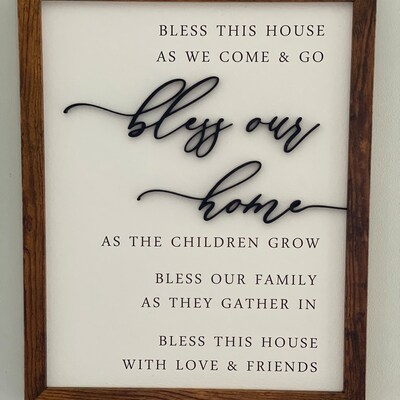 Farmhouse Sign, Bless Our Home, Home Saying, Farmhouse Decor, Family ...